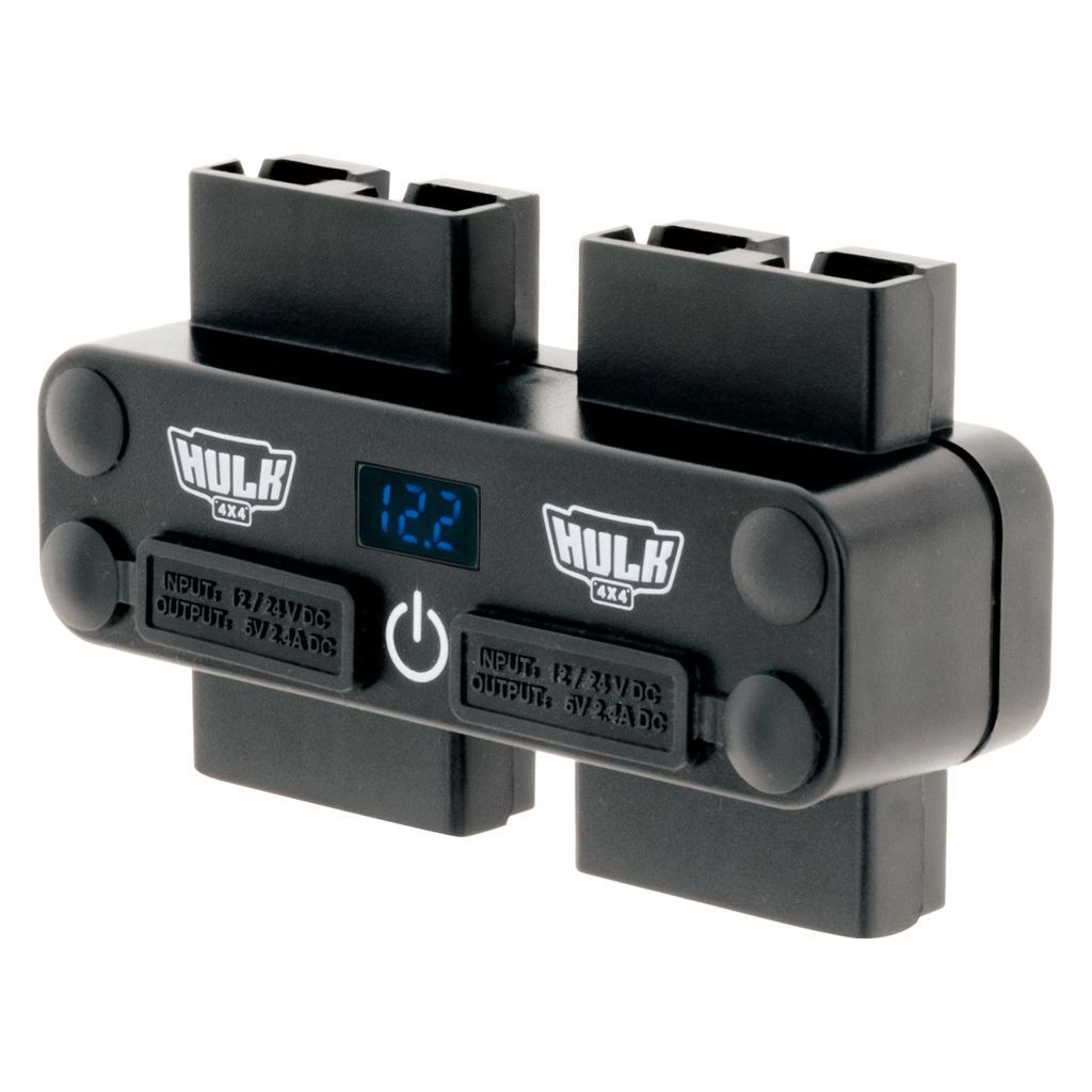 4 Way 12/24v Dc Power Adaptor 4x 50a Plugs Usb's & Voltmeter Touch Swi